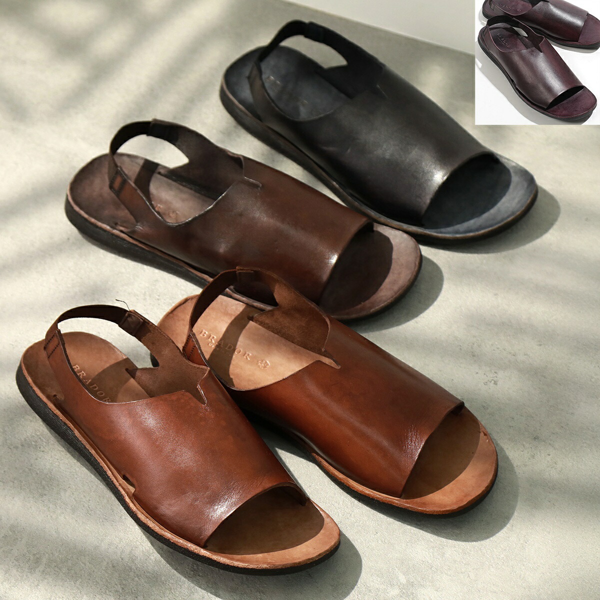 【楽天市場】BRADOR ブラドール サンダル 46777 メンズ フラット タンニン レザー ストラップ コンフォート シューズ 靴 カラー ...