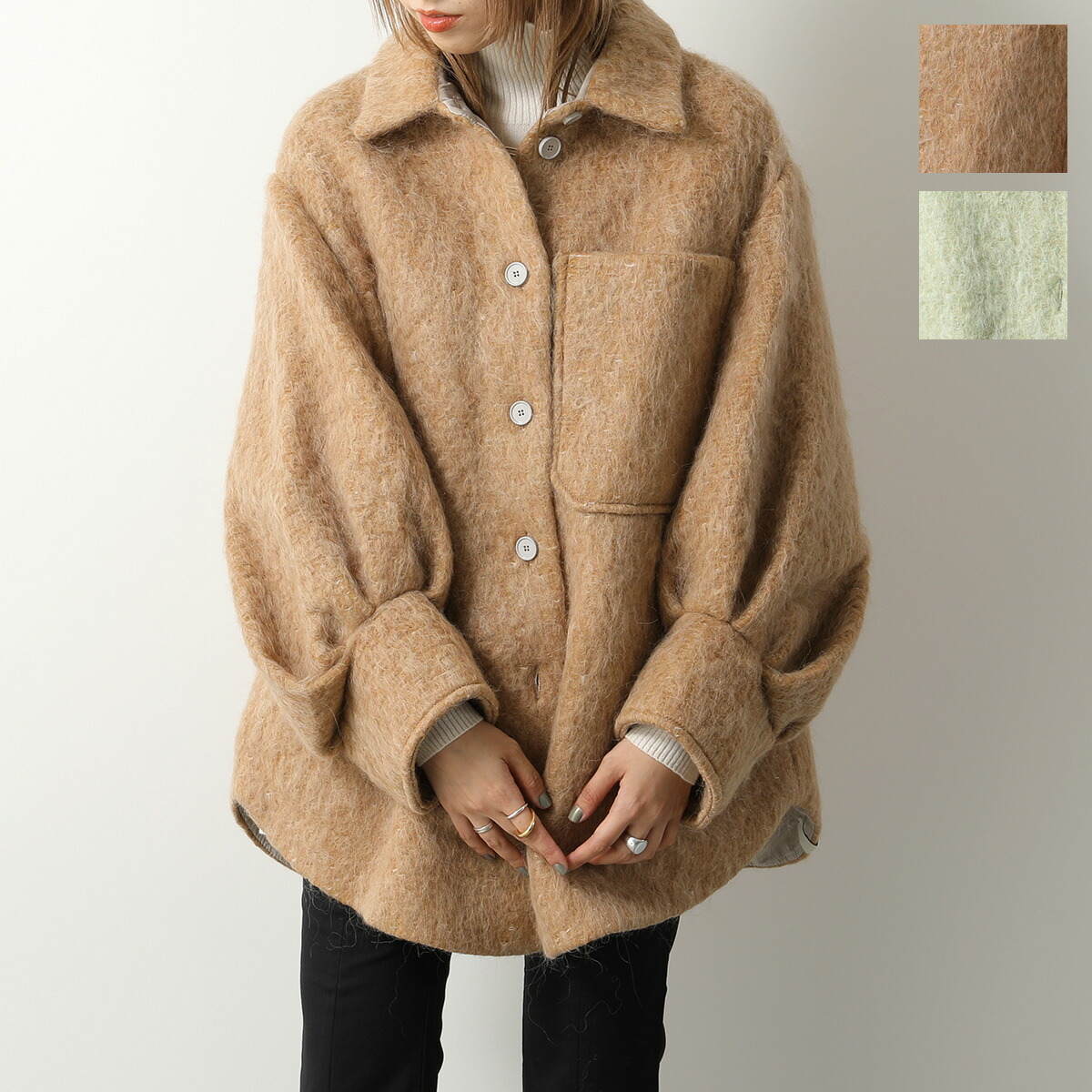 【楽天市場】T-COAT ティーコート シャツジャケット T40 FURRY レディース カーリー ウール ステンカラー ショート丈 コート カラー2色：インポートセレクトmusee