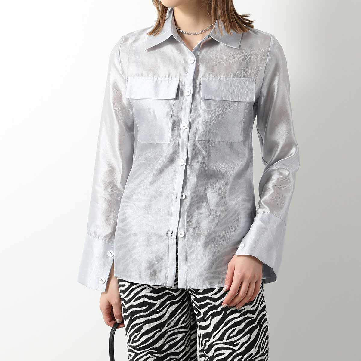 【楽天市場】GHOSPELL ゴスペル シャツ Regan Sheer Shirt レディース シアー ブラウス 長袖 胸ポケット ...