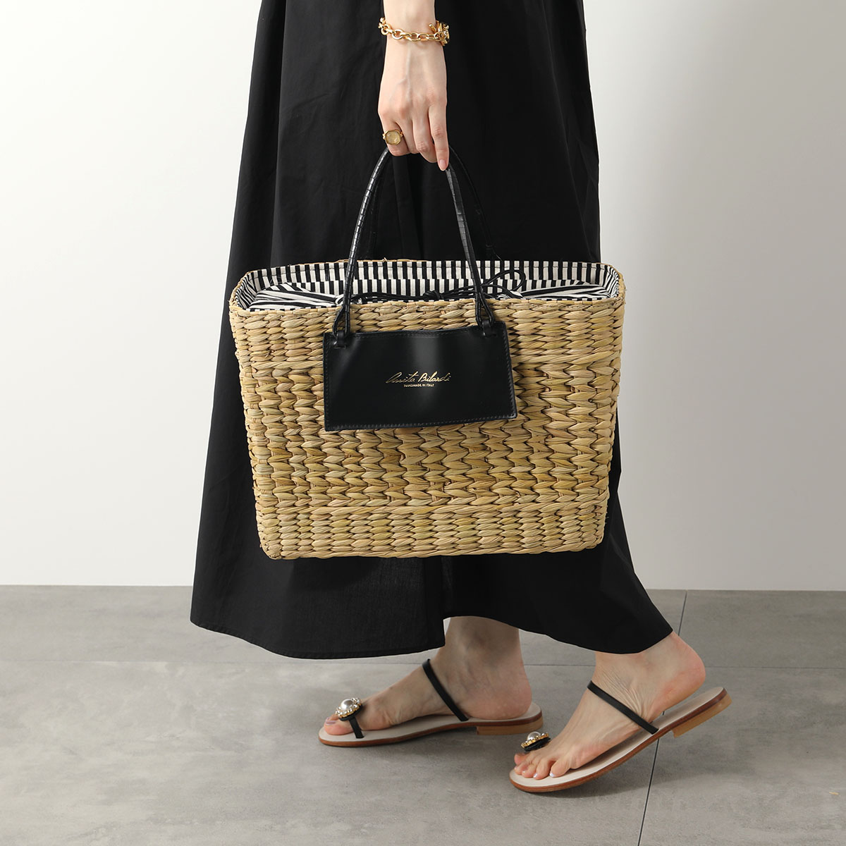 【楽天市場】Anita Bilardi アニタビラルディ かごバッグ PANDORA MEDIUM レディース ハンドバッグ ラフィア レザー ロゴ ストライプ 鞄 ベージュ：インポート ...