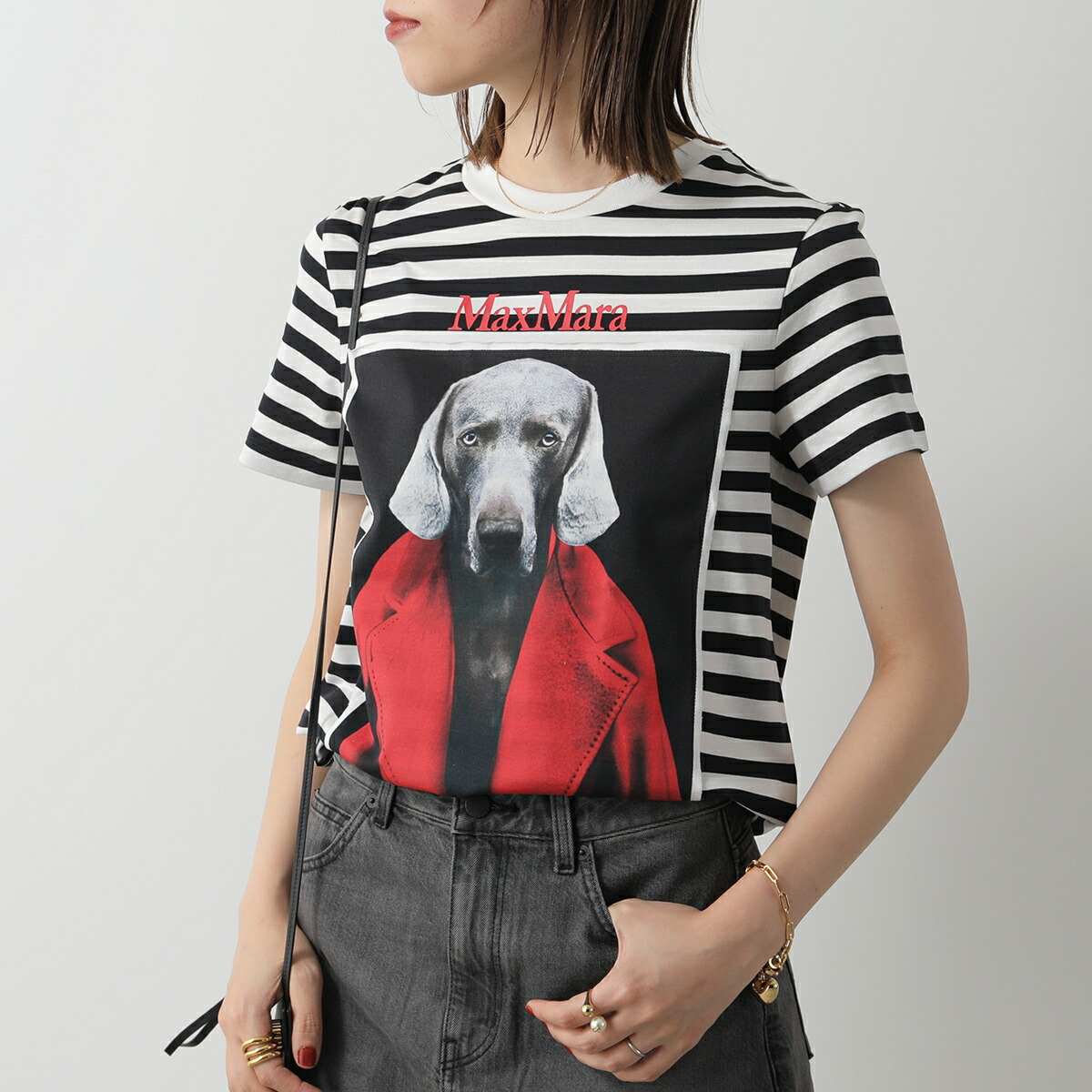 【楽天市場】MAX MARA マックスマーラ 半袖 Tシャツ ROSSO レディース カットソー ボーダー コットン ドッグプリント 犬 ロゴ ...
