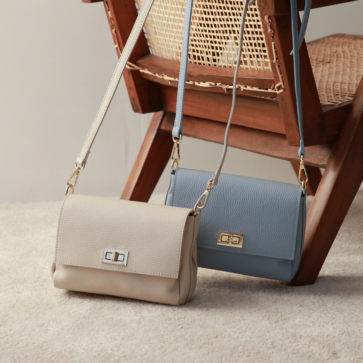 【楽天市場】MARCO BIANCHINI マルコビアンキーニ ショルダーバッグ 370530 レディース レザー メタルパーツ フラップ型 ...