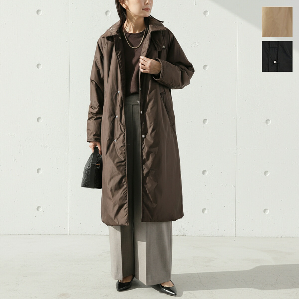 【楽天市場】Le Melange ル・メランジュ 中綿コート 8543903 レディース スタンドカラー ナイロン 軽量 ロング丈 カラー3色 ...