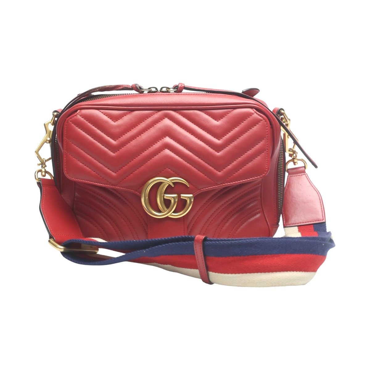 【楽天市場】グッチ GUCCI ボディバッグ ボディバッグ GGマーモント 牛革 498100 レッド 【SS】 【中古】：まつい質舗（福岡の質屋）