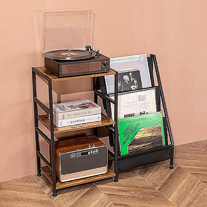 【楽天市場】「Zekeoney」レコードプレーヤースタンド(ターンテーブルスタンド) 3段式レコード収納付き レコードホルダーディスプレイ ...