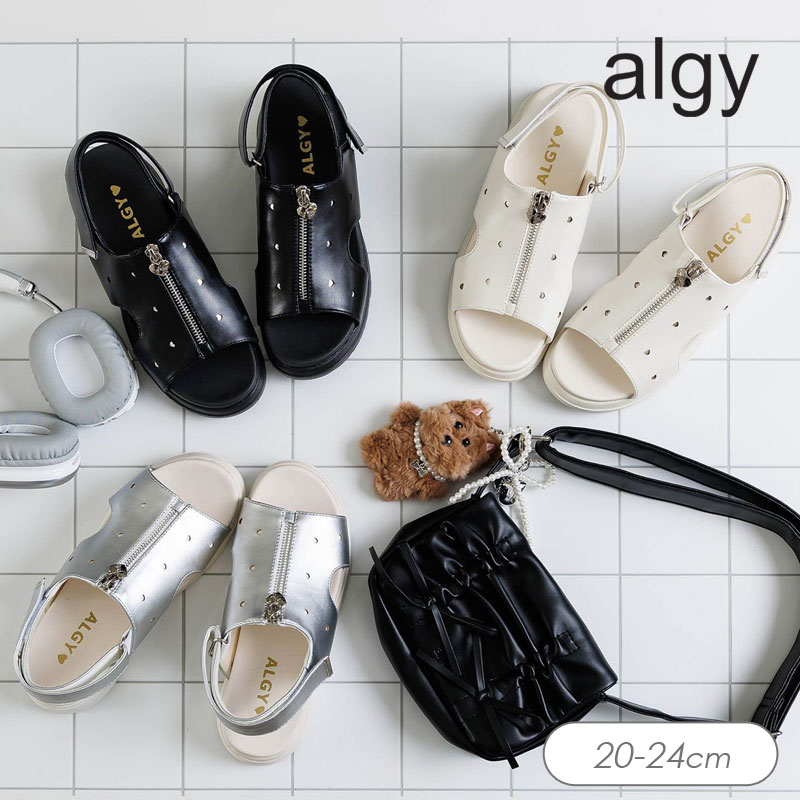 【楽天市場】クリアランスセール＜50％OFF＞2025夏t【ALGY/アルジー】ハートチャーム飾り ジップ サンダル≪20cm 21cm 22cm 23cm 24cm≫靴 サンダル 女の子 ...