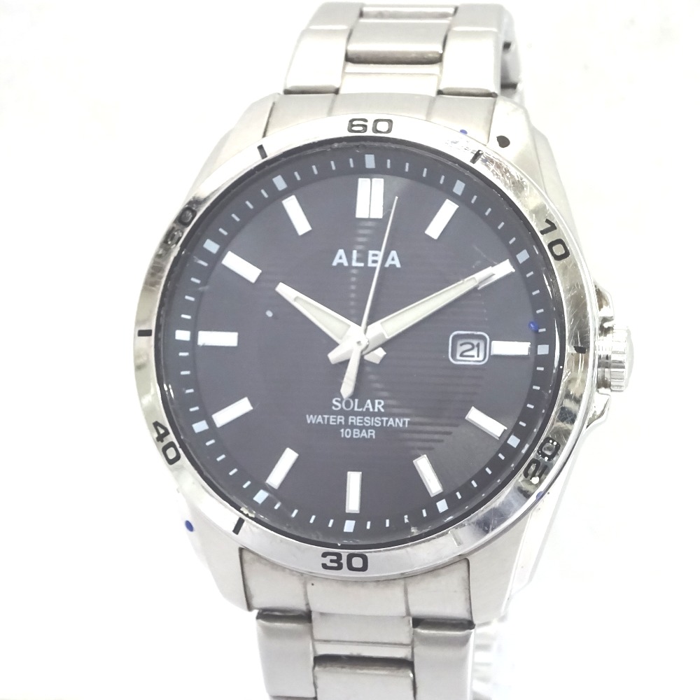 【楽天市場】セイコー 腕時計 アルバ AS32-KVD0 ソーラー デイト ブラック文字盤 メンズ【質みなみ・二又瀬店】【質屋】 ALBA ...