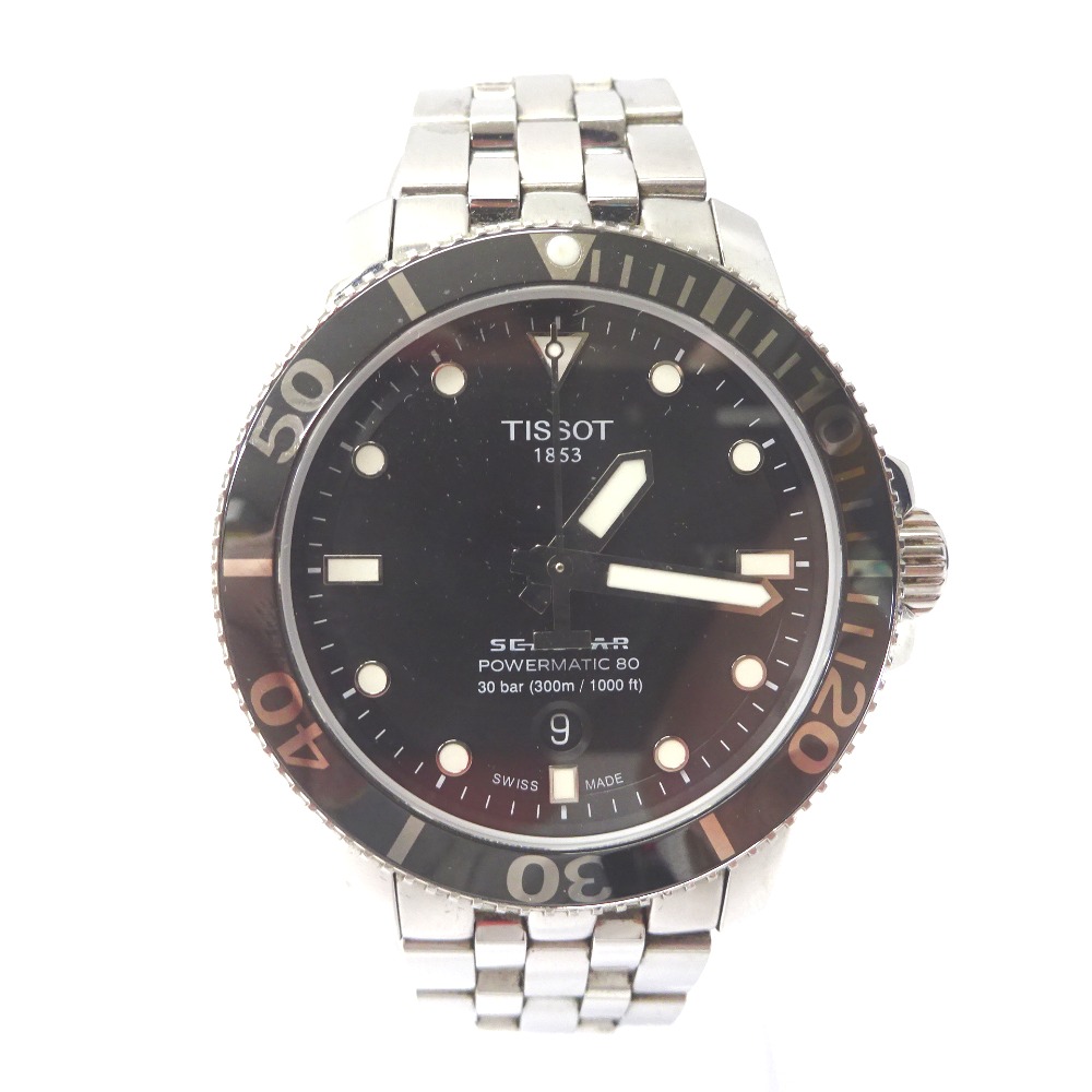 【楽天市場】ティソ 腕時計 シースター1000 裏スケ T120407A シルバー ブラック文字盤【質みなみ・二又瀬店】【質屋】 TISSOT ...