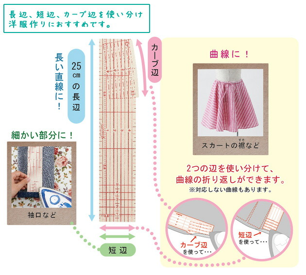 【楽天市場】クロバー アイロン定規 ロング 25-059 《 Clover すそ上げ 裾上げ 三つ折り 折り返し しるし付け 折り目付け 定規 アイロン 耐熱 ソーイング 道具 洋服 ...