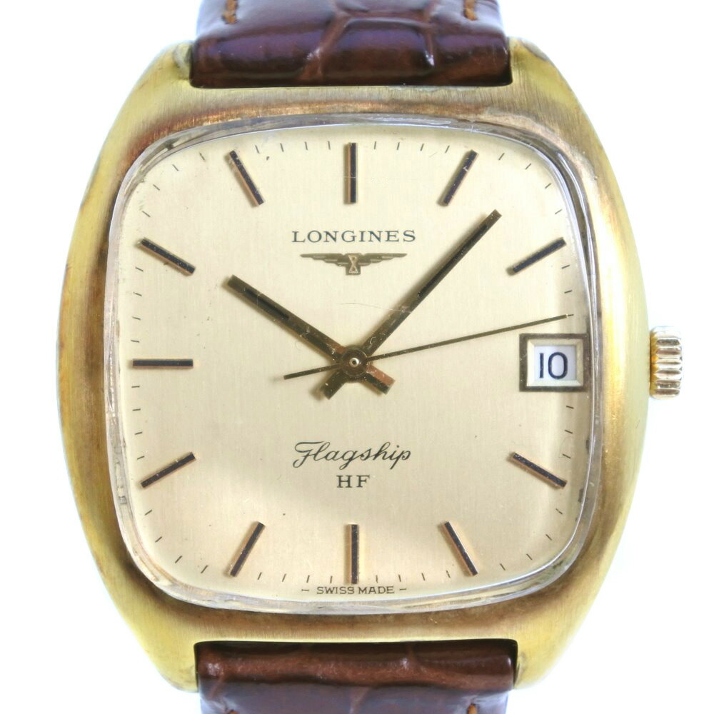 【楽天市場】ロンジン LONGINES flagship 腕時計 cal.6952 金メッキ×レザー ブラウン 手巻き ゴールド文字盤 ...
