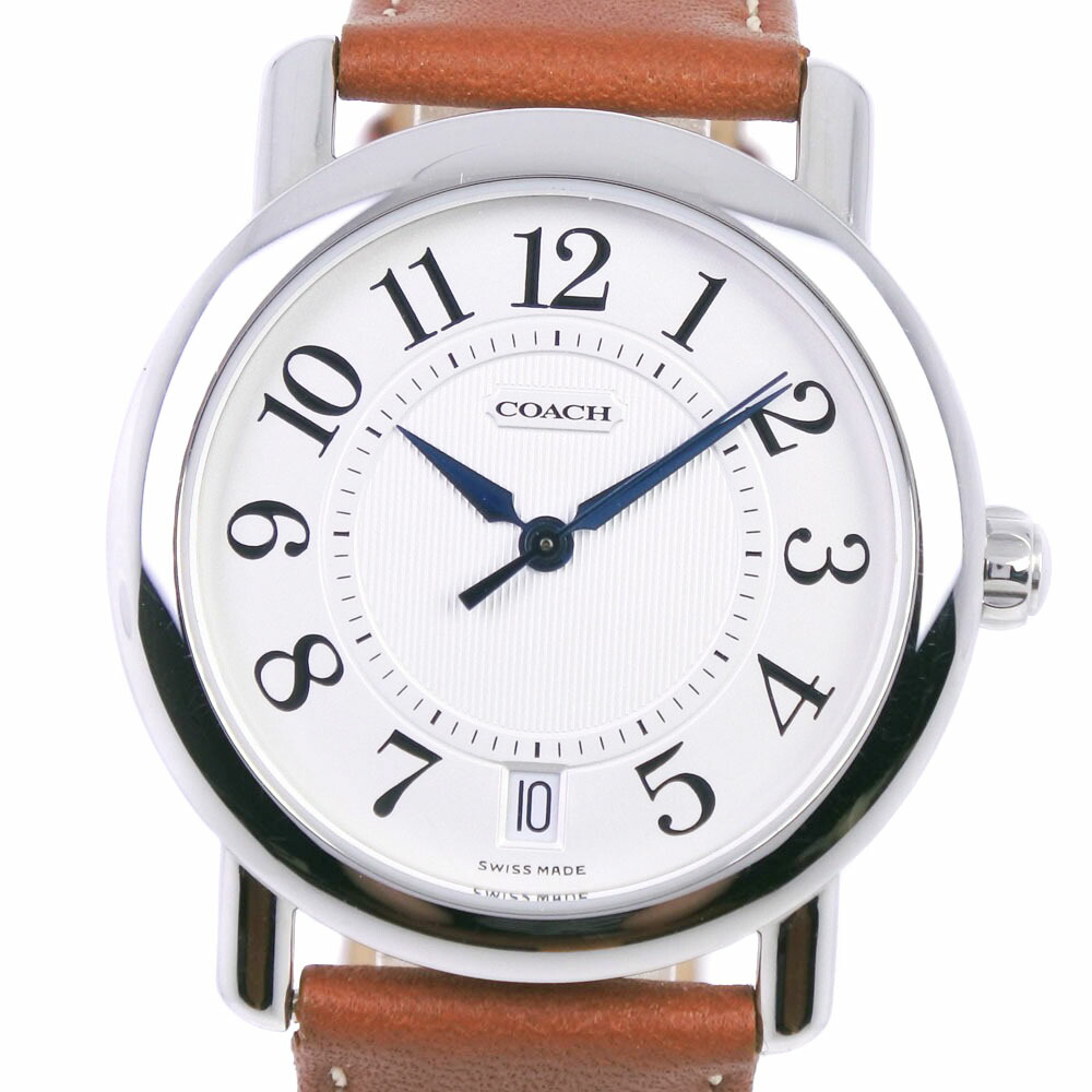 【楽天市場】【COACH】コーチ W523 ステンレススチール×レザー クオーツ アナログ表示 メンズ 白文字盤 腕時計【中古】Aランク：質にしきの【ブランド販売・買取】