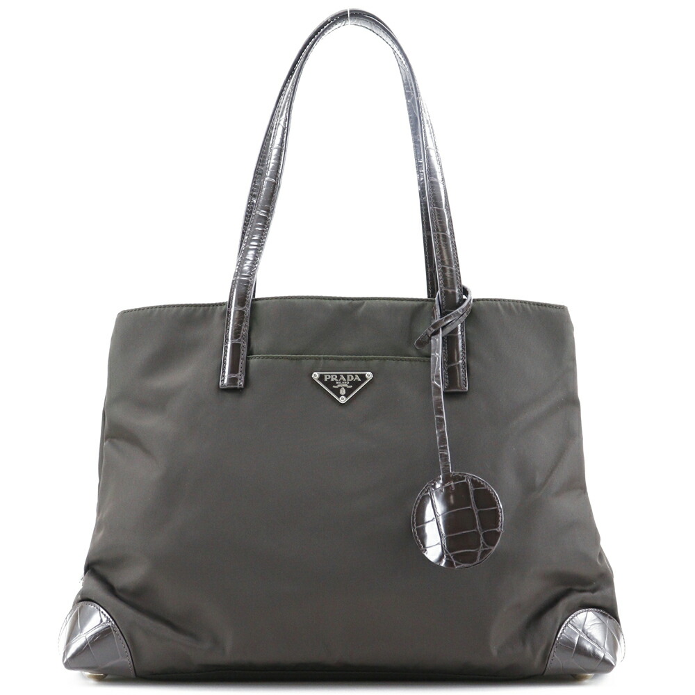 【楽天市場】プラダ PRADA ロゴプレート トートバッグ BR2684 ナイロン イタリア製 茶 肩掛け A5 ファスナー with logo レディース【中古】：質にしきの【ブランド販売・買取】