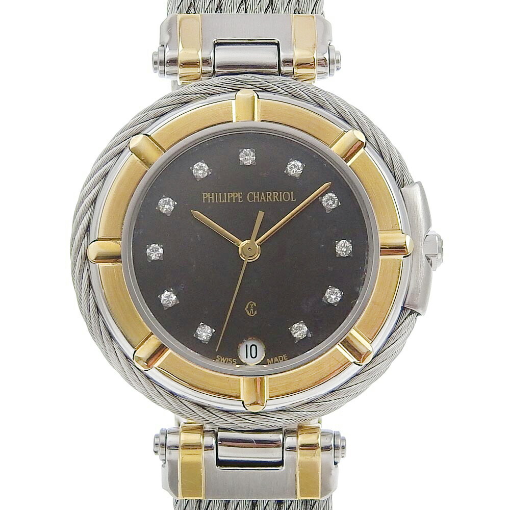 【楽天市場】フィリップ・シャリオール PHILIPPE CHARRIOL 腕時計 ケルティック 11.93.678 ステンレススチール スイス製 ゴールド クオーツ アナログ表示 黒文字盤 ...