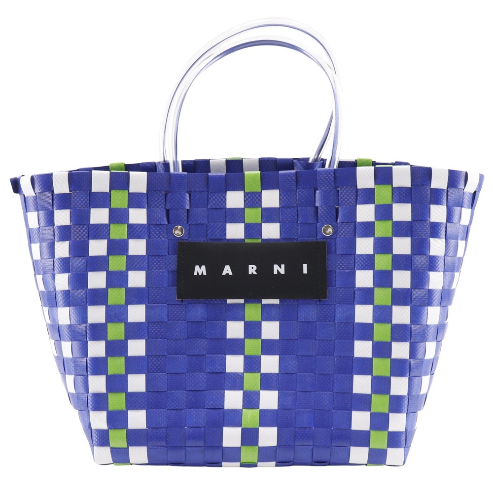 【楽天市場】マルニ MARNI フラワーカフェ ピクニックバッグ ハンドバッグ バスケット ポリプロピレン 青 手提げ A5 オープン Flower cafe picnic bag レディース ...