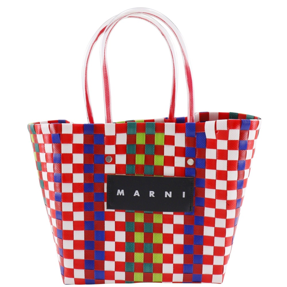 【楽天市場】マルニ MARNI フラワーカフェ ピクニックバッグ ハンドバッグ ミニバスケット ポリプロピレン 赤 手提げ A5 オープン Flower cafe picnic bag ...