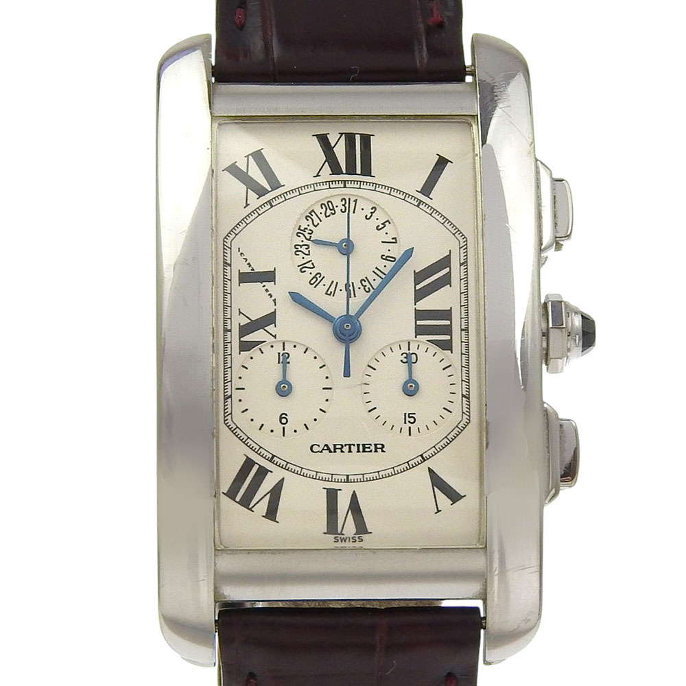 【楽天市場】カルティエ CARTIER タンクアメリカン 腕時計 クロノリフレックスLM Cal.212P W2603356 K18ホワイトゴールド×クロコダイル クオーツ クロノグラフ ...