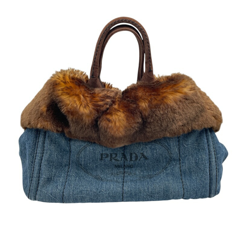 【楽天市場】プラダ PRADA カナパトートバッグ BN2182 ブルー デニム/ファー レディース ハンドバッグ【中古】：OKURA（おお蔵）楽天市場店