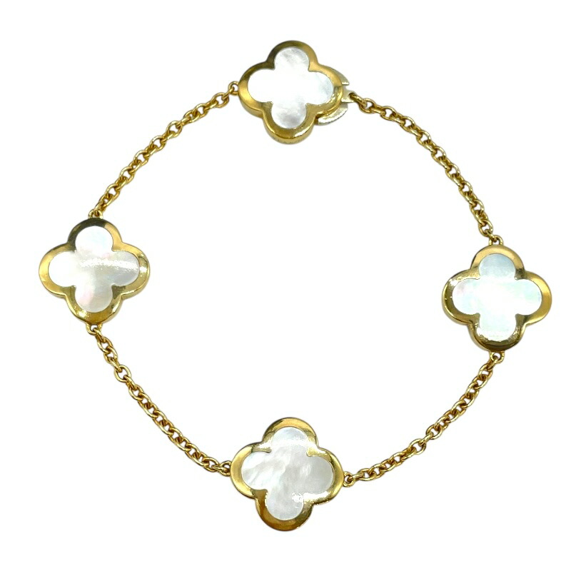 【楽天市場】ヴァンクリーフ＆アーペル Van Cleef & Arpels ピュアアルハンブラ ブレス 4Pモチーフ MOP 750YG/マザーオブパール ジュエリー【中古】：OKURA（おお ...