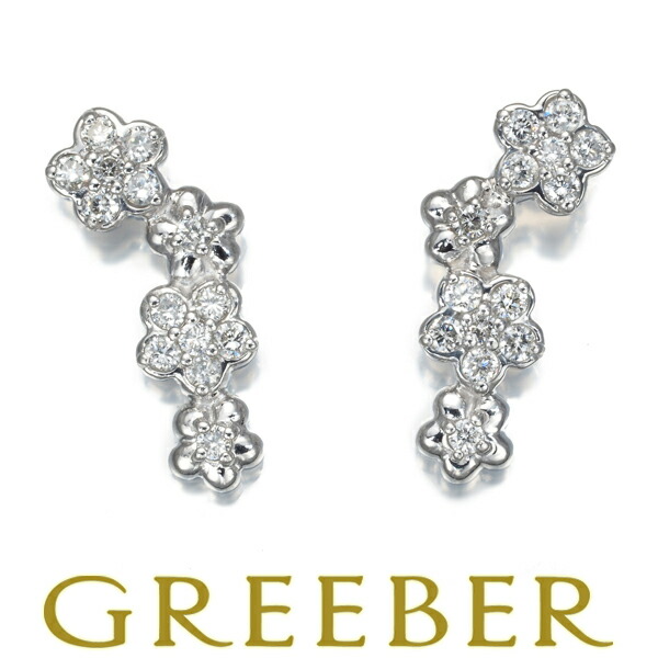 【楽天市場】ダイヤ ダイヤモンド 0.20ct/0.20ct フラワー ピアス Pt900/Pt850 【中古】GENJ：グリーバー