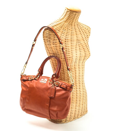 【楽天市場】コーチ COACH マディソン サッチェル 18609 ハンドバッグ ゴールド金具 レザー レディース 橙 オレンジ ...