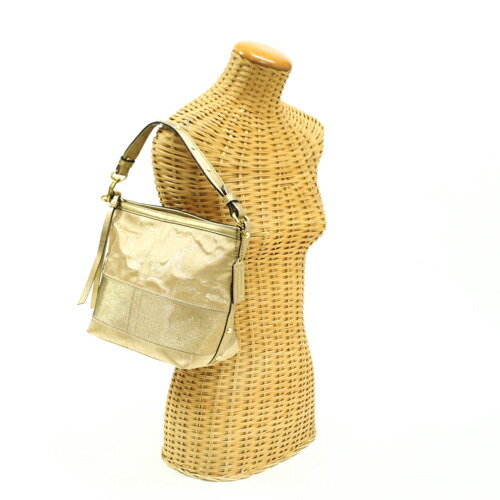 【楽天市場】コーチ COACH ショルダーバッグ キャンバス レザー 12909 肩掛け ワンショルダー レディース ゴールド 【中古 ...