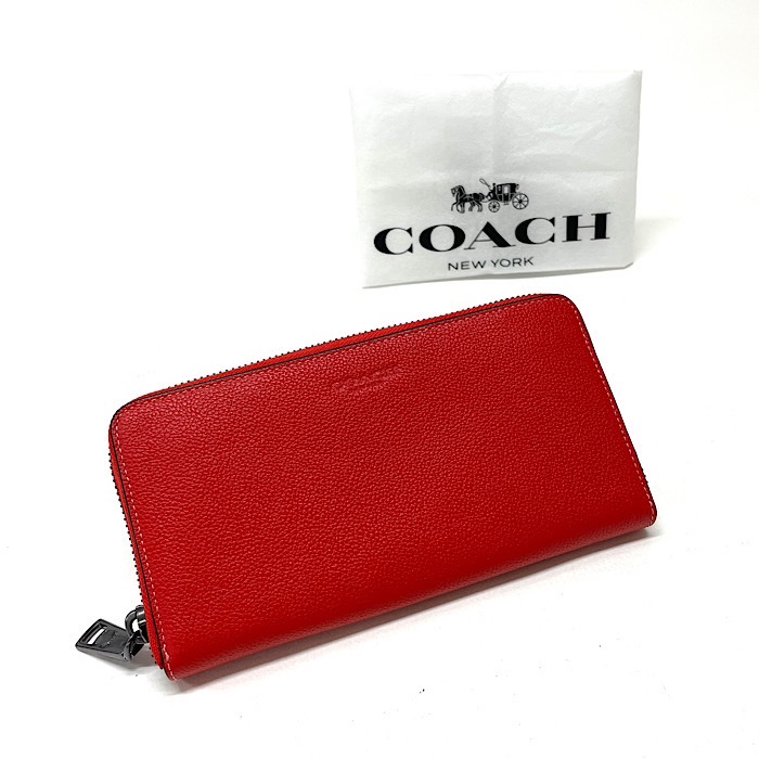 【楽天市場】コーチ COACH アコーディオン ウォレット レザー 58102 ラウンドファスナー 長財布 レディース レッド 新品同様 中古 ...