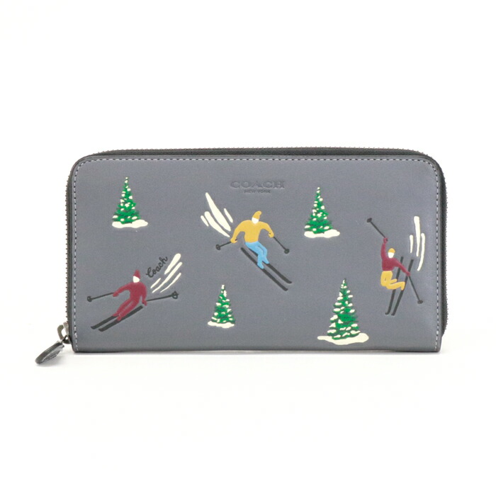 【楽天市場】コーチ COACH アコーディオン ウォレット スキー スロープ プリント スムースカーフレザー CF070 長財布 ラウンド ...