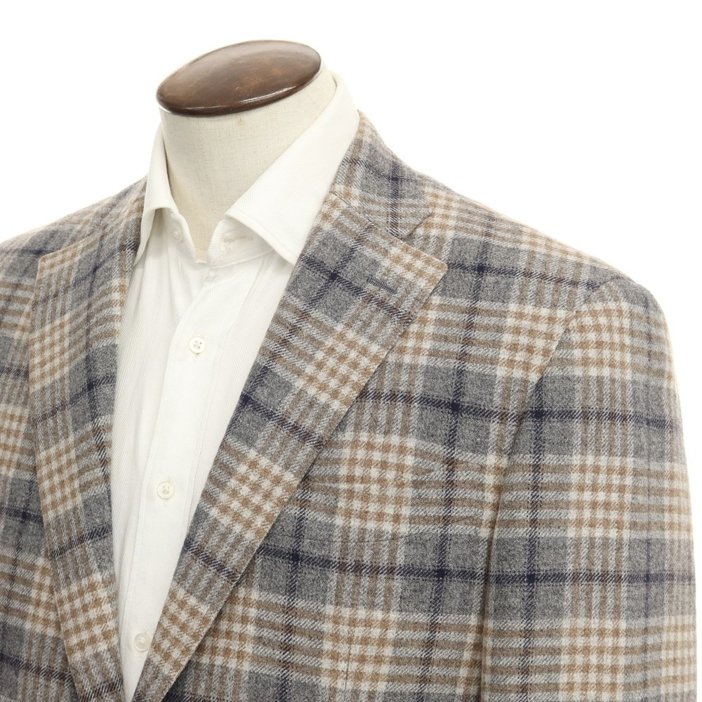 【楽天市場】【中古】ワールズ ビスポーク WORLD’S BESPOKE ウールカシミヤ チェック 2B カジュアルジャケット グレーx ...