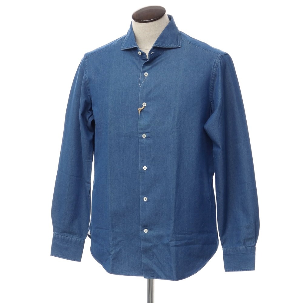 【楽天市場】【新品アウトレット】ジャンネット giannetto WASH DIVISION ダンガリーコットン ホリゾンタルカラーシャツ ブルー【サイズ44】【BLU】【S/S/A/W ...