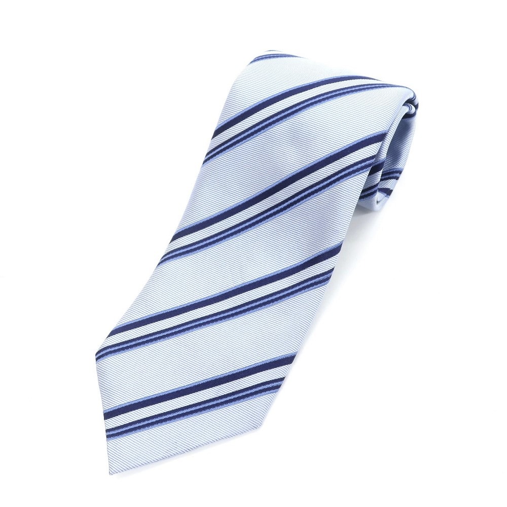 【楽天市場】【中古】エルメネジルドゼニア Ermenegildo Zegna ストライプ 3つ折り シルク ネクタイ サックスxネイビー ...