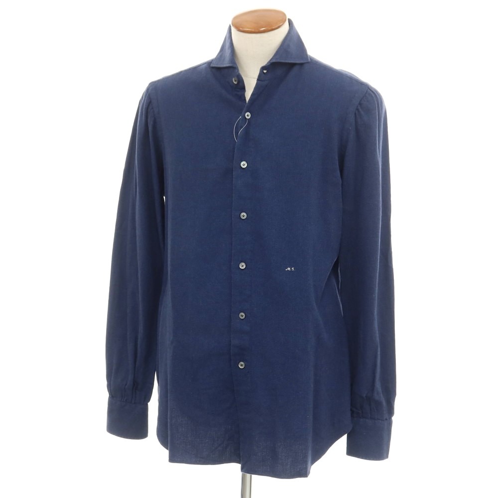 【楽天市場】【中古】フィナモレ Finamore MICHAEL JONDRAL別注 コットン ホリゾンタルカラー カジュアルシャツ ネイビー ...
