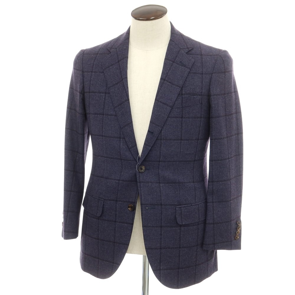【楽天市場】【中古】セビロ アンド コー Sebiro & co ウール チェック 3B テーラードジャケット ネイビー【サイズ48】【NVY ...