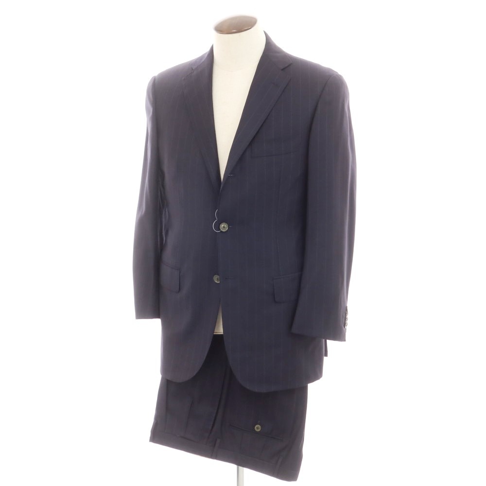 【楽天市場】【中古】ソブリン SOVEREIGN SUPER120’Sウール ストライプ 3つボタンスーツ ダークネイビーxホワイト【サイズ ...