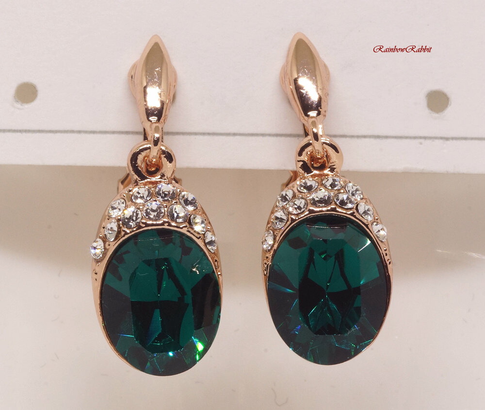【楽天市場】18K RGP ゴールド ダイヤ CZ グリーン 彩石 イヤリング gp5611：RainbowRabbit