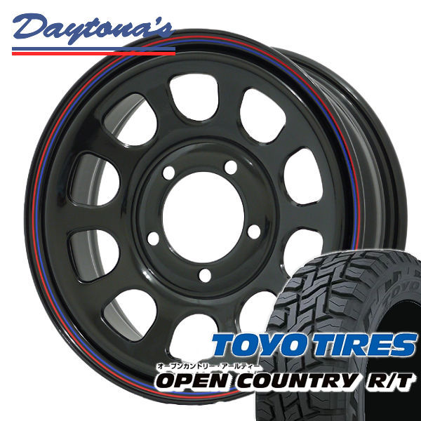 【楽天市場】送料無料ジムニーデイトナ ブラックレッドブルーラインTOYO オープンカントリー R/T215/70R16 ブラックレター4本 ...