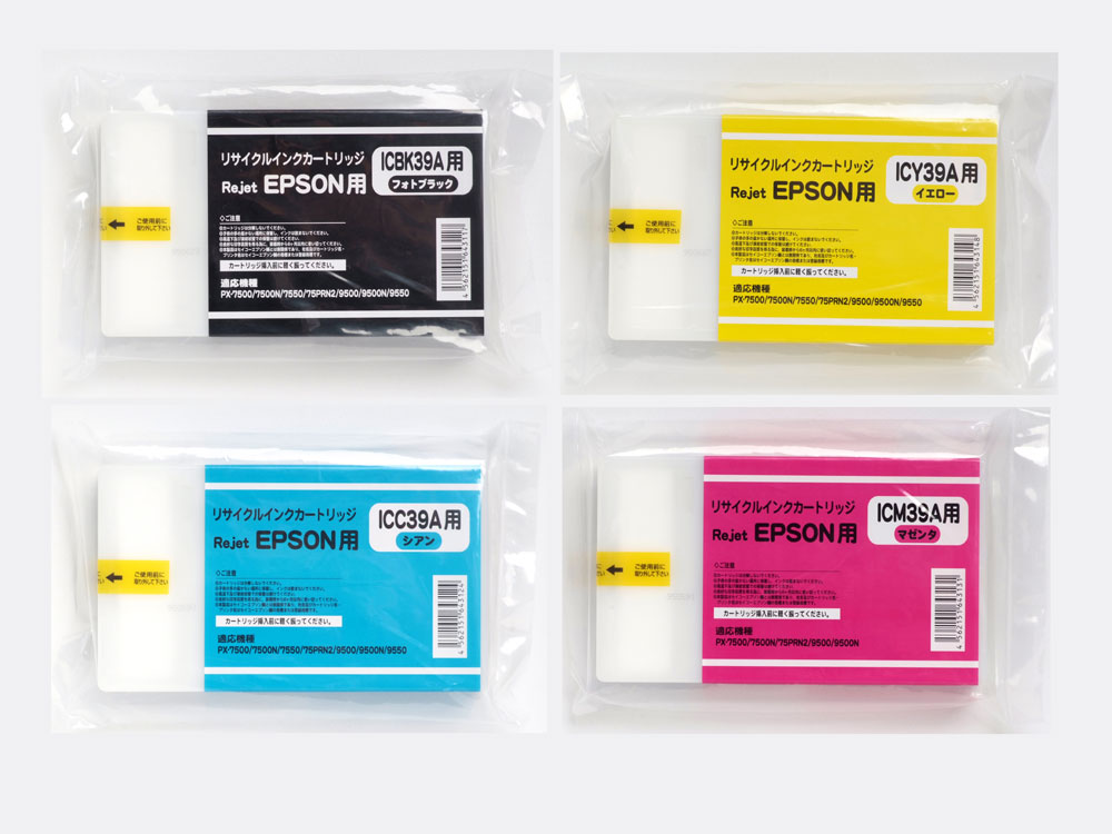 【楽天市場】EPSON IC39A(BK,C,M,Y）リサイクルインク現物再生商品【使用済みカートリッジ必要】：リサイクルトナー・インクのTOA