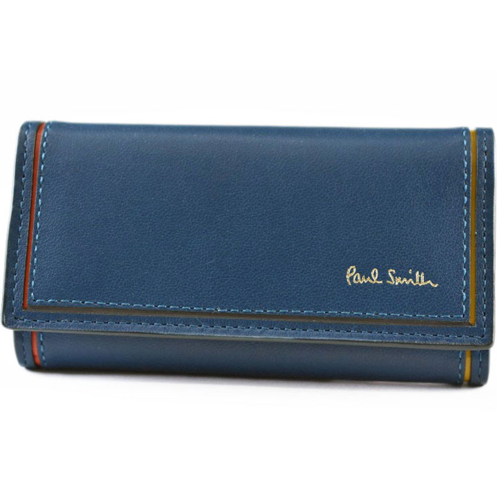 【楽天市場】ポールスミス キーケース 4連 メンズ ブランド Paul Smith ブライトストライプカラーライン 専用箱付 青 ティール ブルー 男性 紳士 本革 BPS072 ...