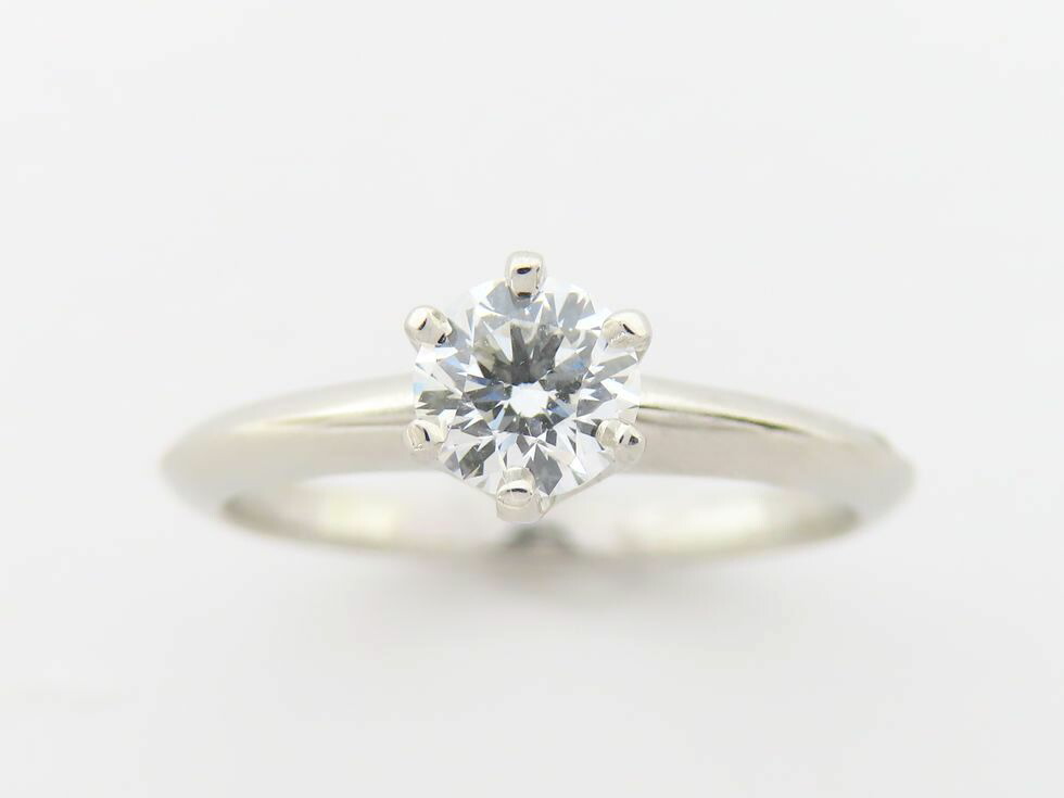 【楽天市場】ティファニー Pt950 ダイヤモンド0.43ct(H/VVS-1/EX) クラシックソリティア リング #10 【池袋店】【中古】：質 セキネ