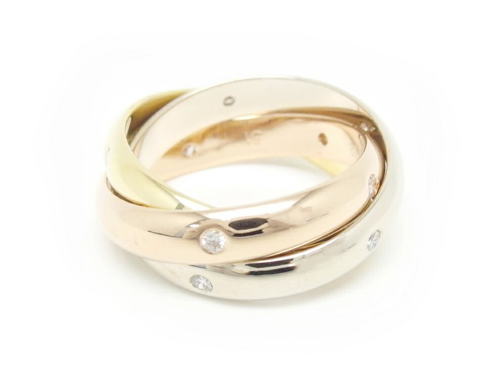 【楽天市場】カルティエ K18YG/WG/PG 15P トリニティスター リング ＃51【新宿店】【中古】：質 セキネ