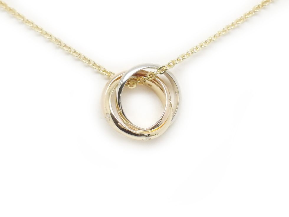 【楽天市場】カルティエ K18YG WG PG 15Pダイヤ ベビー トリニティ ネックレス【新宿店】【中古】：質 セキネ