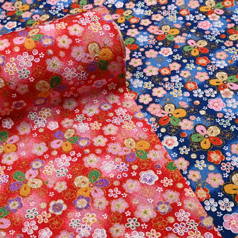 【楽天市場】京ちりめん 金彩 (50cm単位) C148 いろんなお花 布 生地 キラキラ：手芸のハグルマ