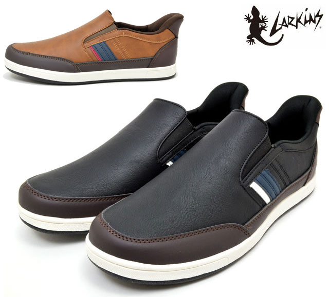 【楽天市場】【送料無料(北海道、沖縄除く)】 ラーキンス L-690 LARKINS ハンズフリー スリッポンスニーカー カジュアルスニーカー 立ったまま履ける靴 手を使わずに履ける サイド ...