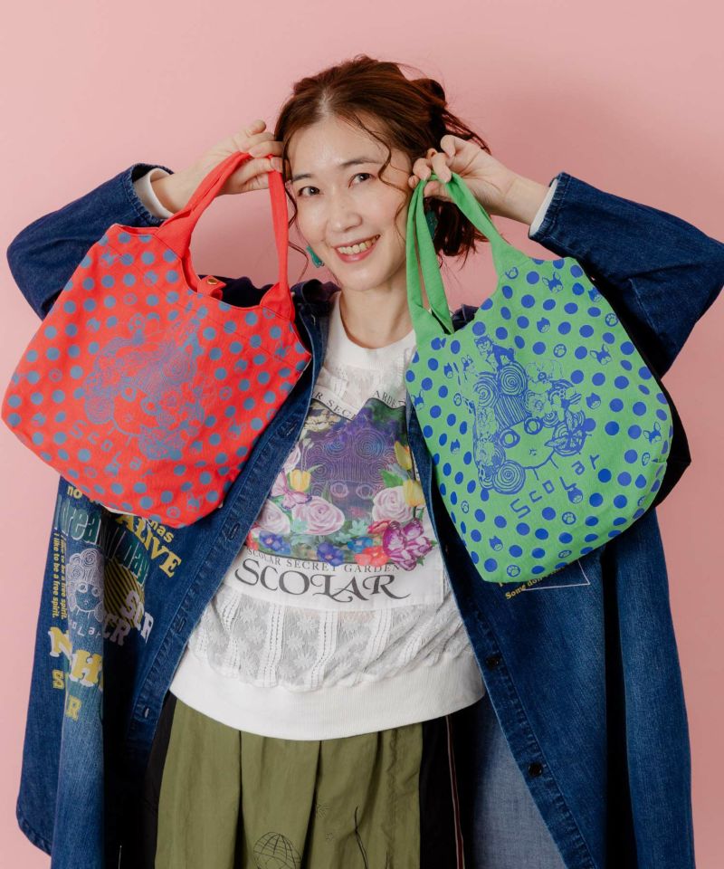 【楽天市場】【秋新作】 ScoLar スカラー スカラーちゃんドット柄 ランチ トートバッグ 小さめ ミニトート 犬の散歩バッグ：ナチュラル服トートバッグシュガー