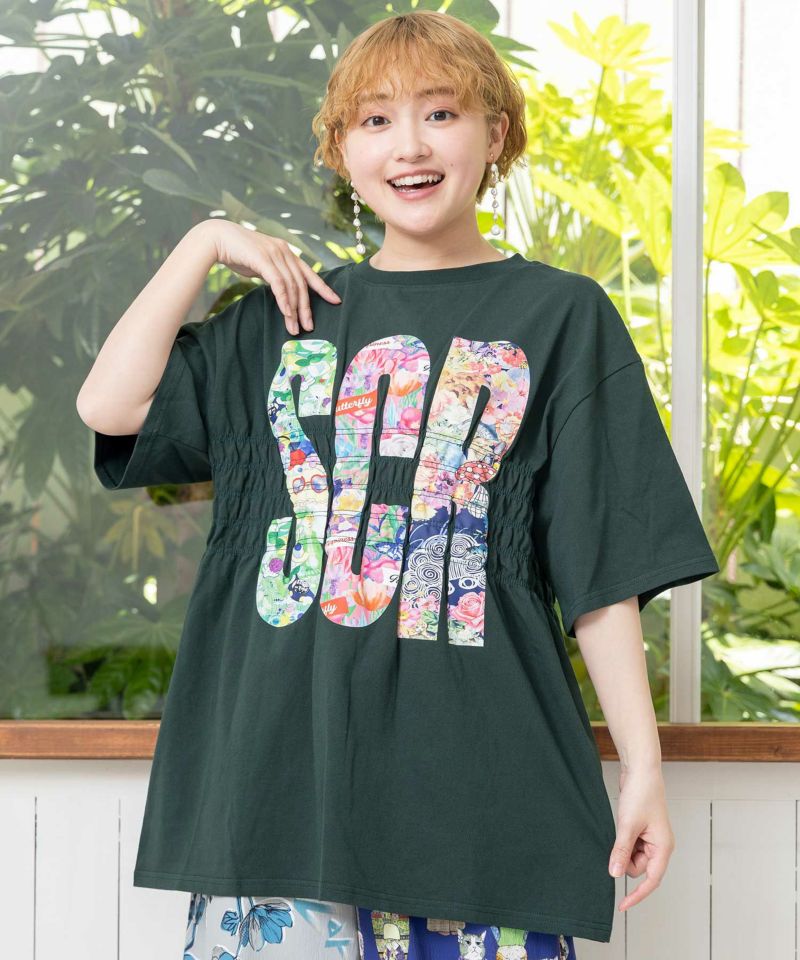 【楽天市場】ScoLar スカラー SCR ロゴ 花柄 シャーリング Tシャツ 夏 レディース 半袖 おしゃれ：ナチュラル服トートバッグシュガー
