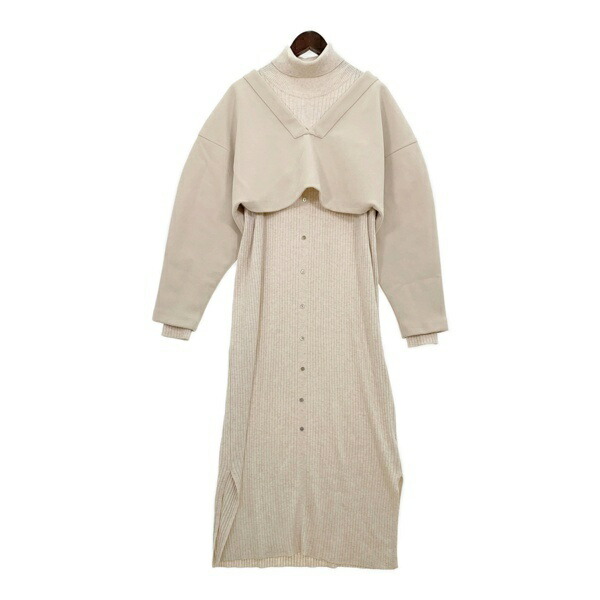 【楽天市場】【中古】AMERI LAYERED KNIT DRESS レイヤード ニット ワンピース タートルネック リブ セーター 3WAY レディース フリーサイズ ベージュ アメリ ...