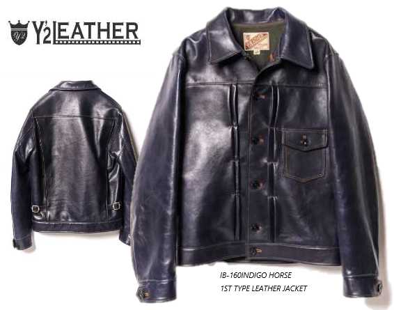 【楽天市場】Y2 LEATHER(ワイツーレザー） IB-160 INDIGO HORSE 1ST TYPE LEATHER JACKET ...
