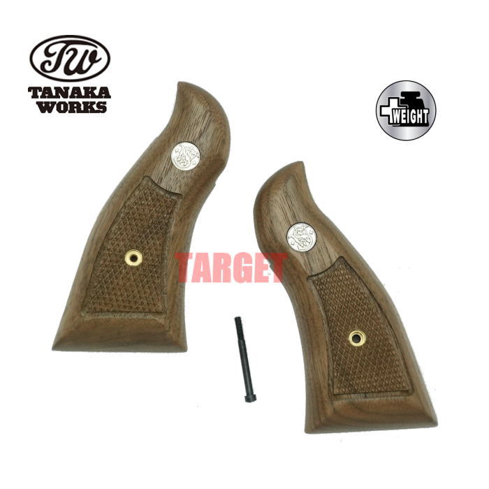 【楽天市場】☆タナカワークス Kフレーム スクエアタイプ ウォールナット チェッカーグリップ “＋Weight” グリップシリーズ (M19 ...