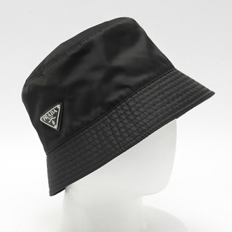 【楽天市場】【中古】 プラダ / PRADA Re-Nylon トライアングル ロゴ バケットハット 2HC137 ナイロン ブラック ...