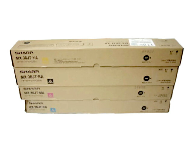 【楽天市場】シャープMX-36JTBAブラック 純正品未開封 他4色4本 ブラック シアン マゼンダ イエロー 外箱若干汚れあり 在庫あり即納【中古】MX36：トナーバンク