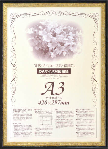 【楽天市場】ポスター・OA額縁 8227 A4:297X210mm G/ブラック -新品：絵画 掛軸 額縁屋 TOUO